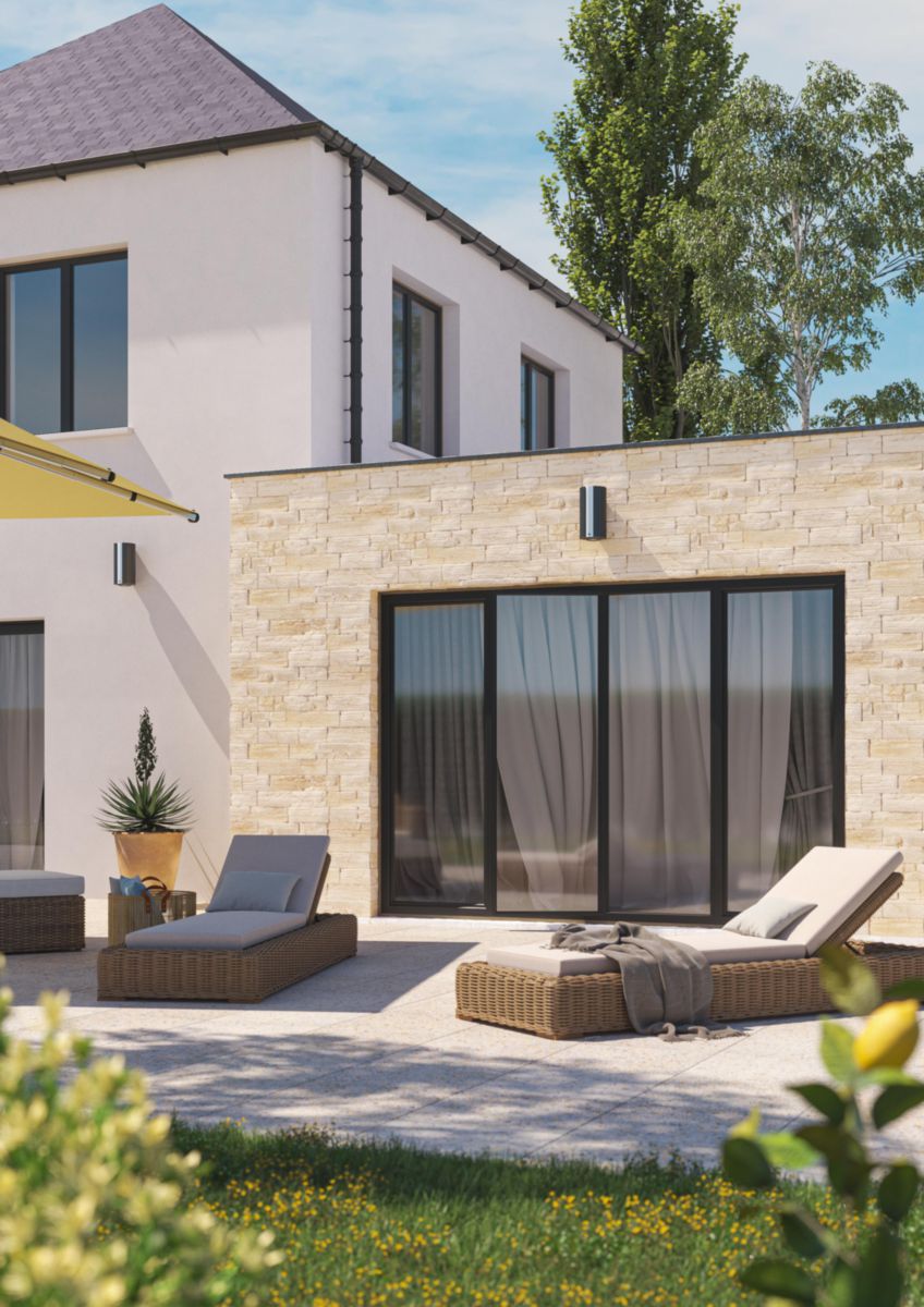 ALKERN - Parement Pierre Sèche multiformat - ton pierre nuancé - L. 20/30/50 cm - H. 10 cm - ép ...