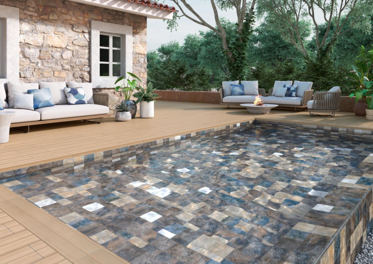 CINCA - Carrelage sol extérieur Splash Slate - grès cérame - mix ...