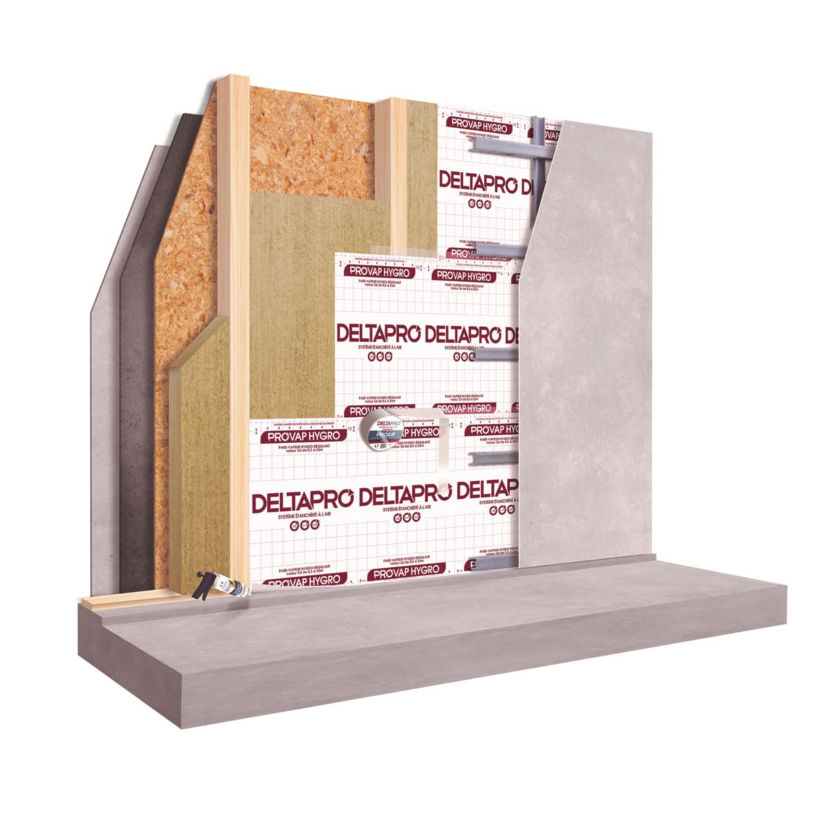 DELTAPRO - Membrane d'étanchéité à l'air et par-vapeur hygro variable Deltapro PROVAP HYGRO sd 0 ...