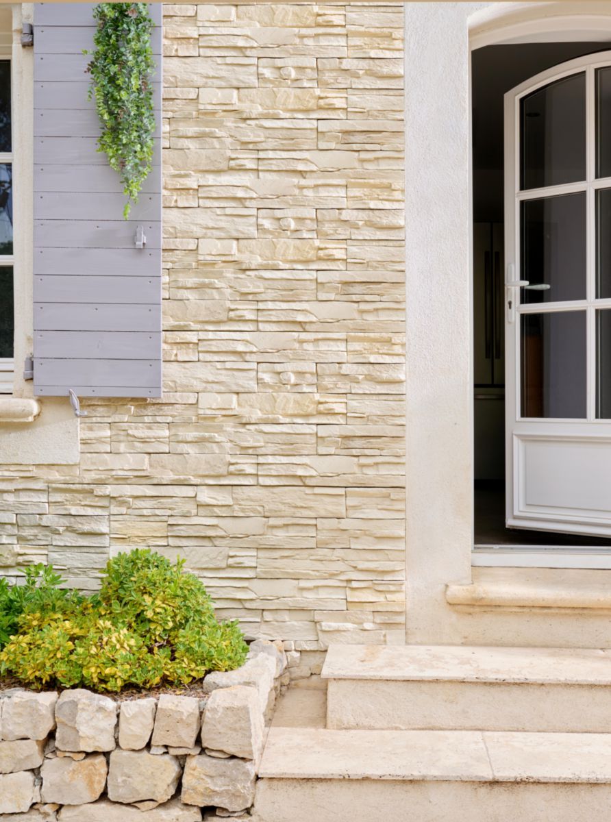 ALKERN - Parement Pierre Sèche multiformat - ton pierre nuancé - L. 20/30/50 cm - H. 10 cm - ép ...