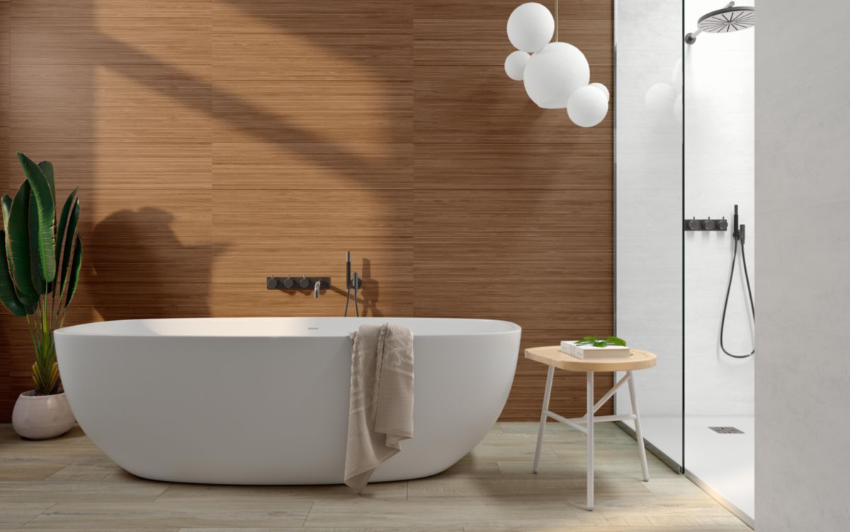 COLORKER - Carrelage mural faïence imitation bois Linnear - nut mat ...