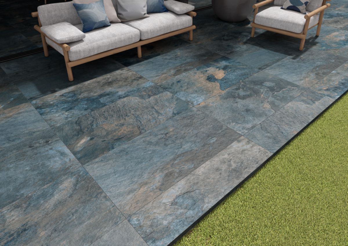 CINCA - Grès cérame émaillé Cinca Slate bleu antidérapant R11 C 60 x 60 ...
