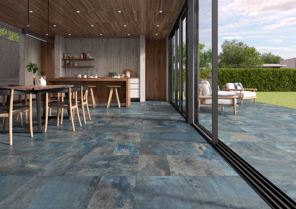 CINCA - Grès cérame émaillé Cinca Slate bleu antidérapant R11 C 60 x 60 ...