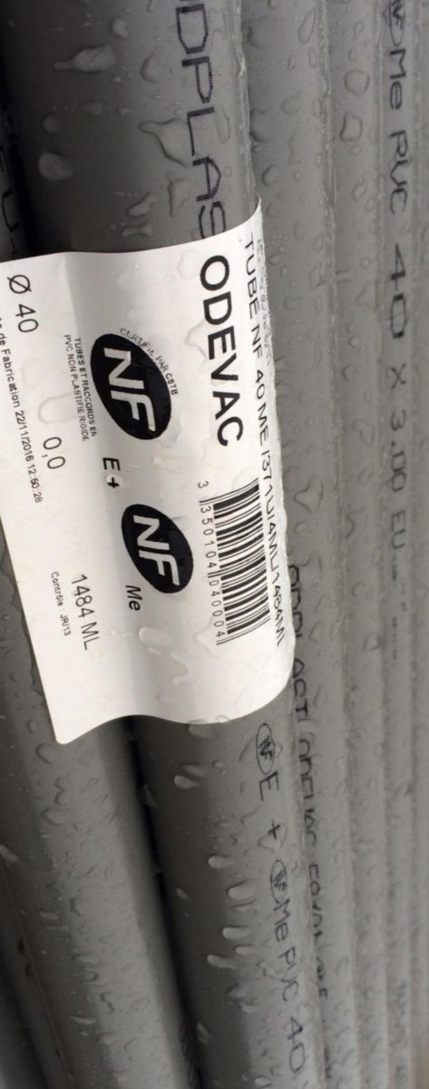 OD PLAST - Tube pvc nf me 40 / 133u / 4ml 532ml | POINT.P