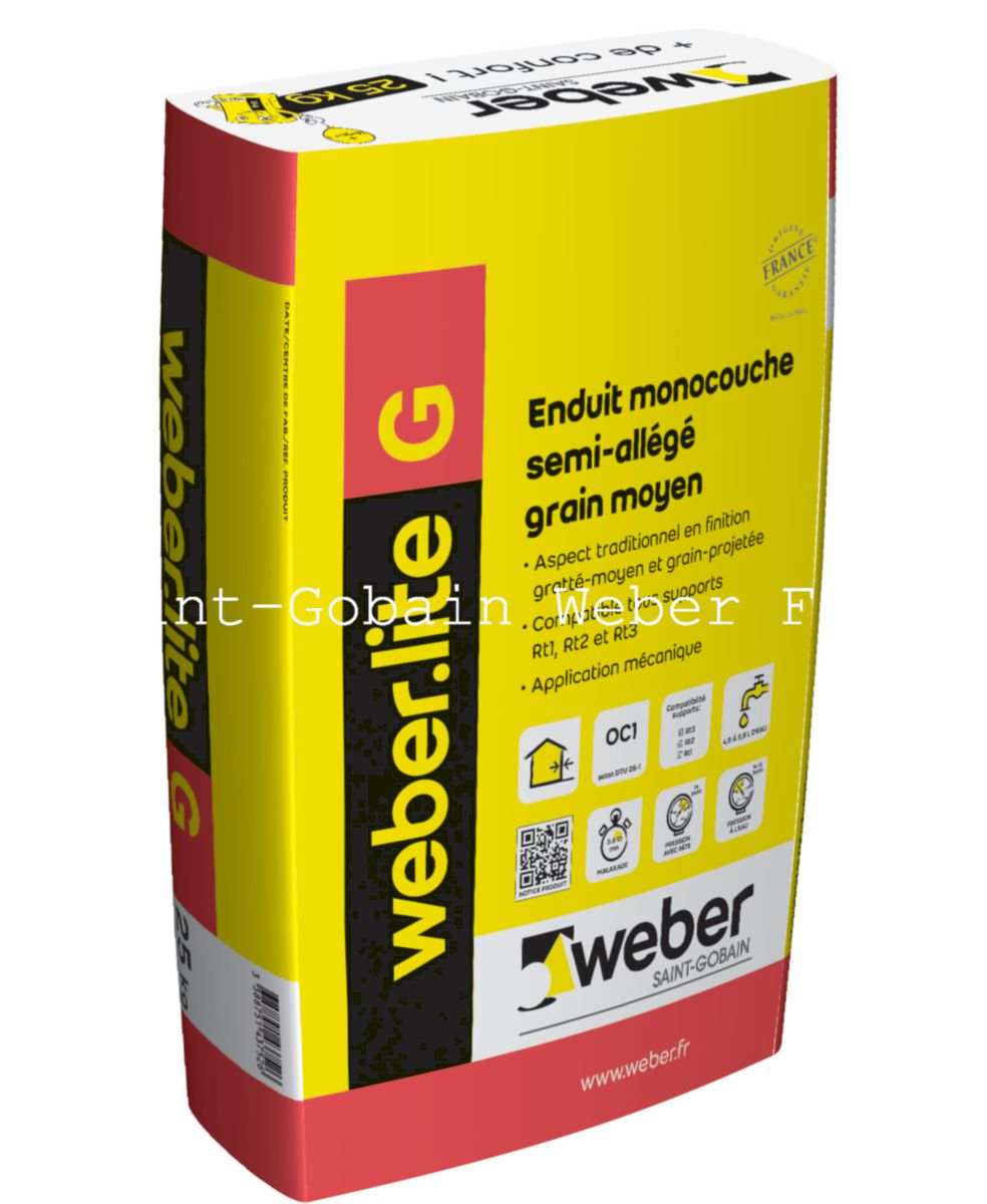 WEBER - Enduit imperméable décor façade Weber.Lite G blanc éclat sac de ...