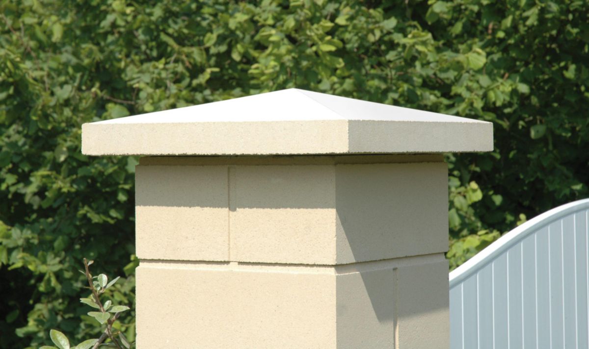 WESER - Chapeau de pilier pointe de diamant - ton pierre - 50x50x5/11 ...