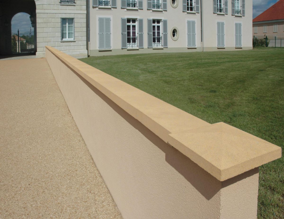 WESER - Chaperon de mur 1 pente Optipose - ton pierre - 49x28x4/6,4 cm ...