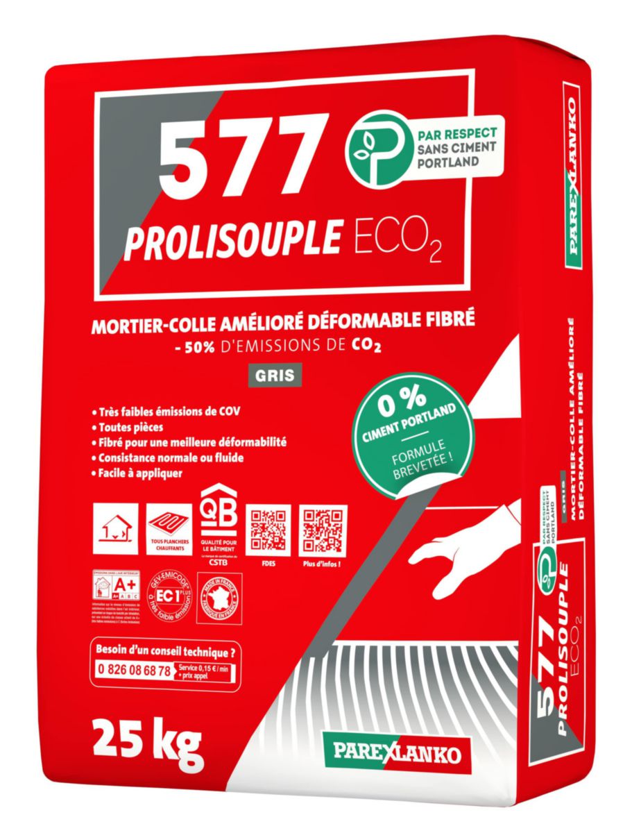 PAREXLANKO - Mortier colle 577 Prolisouple ECO2 gris 25 kg L577GR25