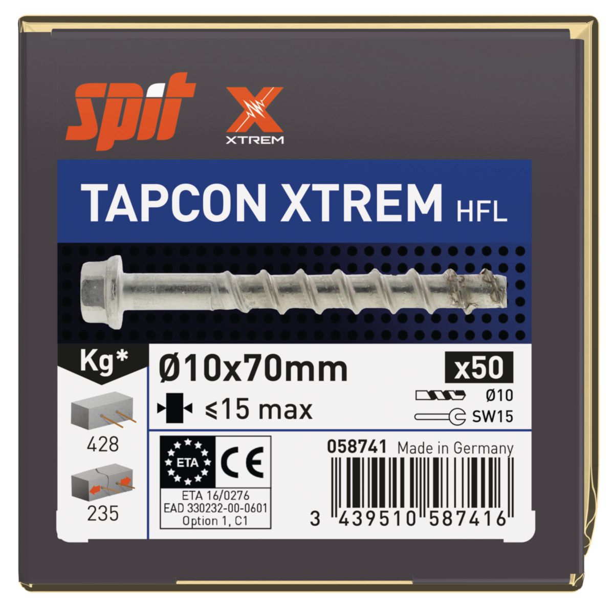 SPIT - Tapcon Xtrem HFL 10x70/15 t.hex /bt50 Réf. 058741 | POINT.P
