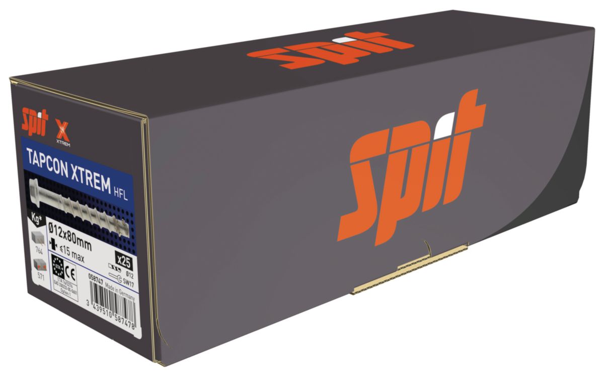 SPIT - Tapcon Xtrem HFL 12x80/15 t.hex /bt25 Réf. 058747 | POINT.P