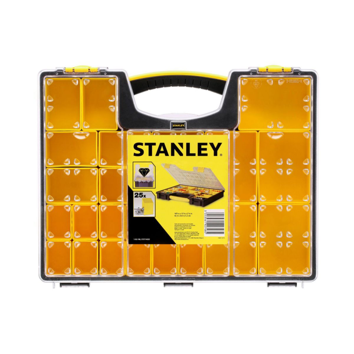 STANLEY - Boîte de rangement polypro 25 compartiments noir et jaune 42x33x5cm réf. 1-92-748 ...