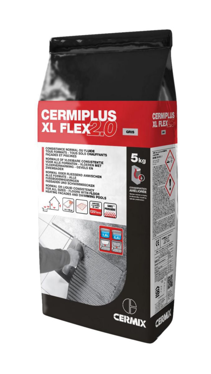 CERMIX - Mortier colle Cermiplus XLFLEX gris sac de 5kg 0012198401 | Point.P