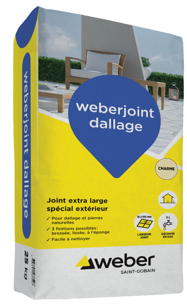 WEBER - Mortier weberjoint dallage - beige crème E04 - sac de 25 kg ...