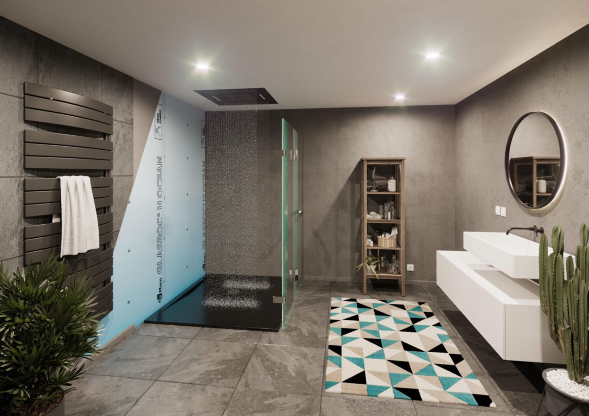 PLACO - Plaque de plâtre hautement hydrofuge Placo Glasroc H Océan 13 ...