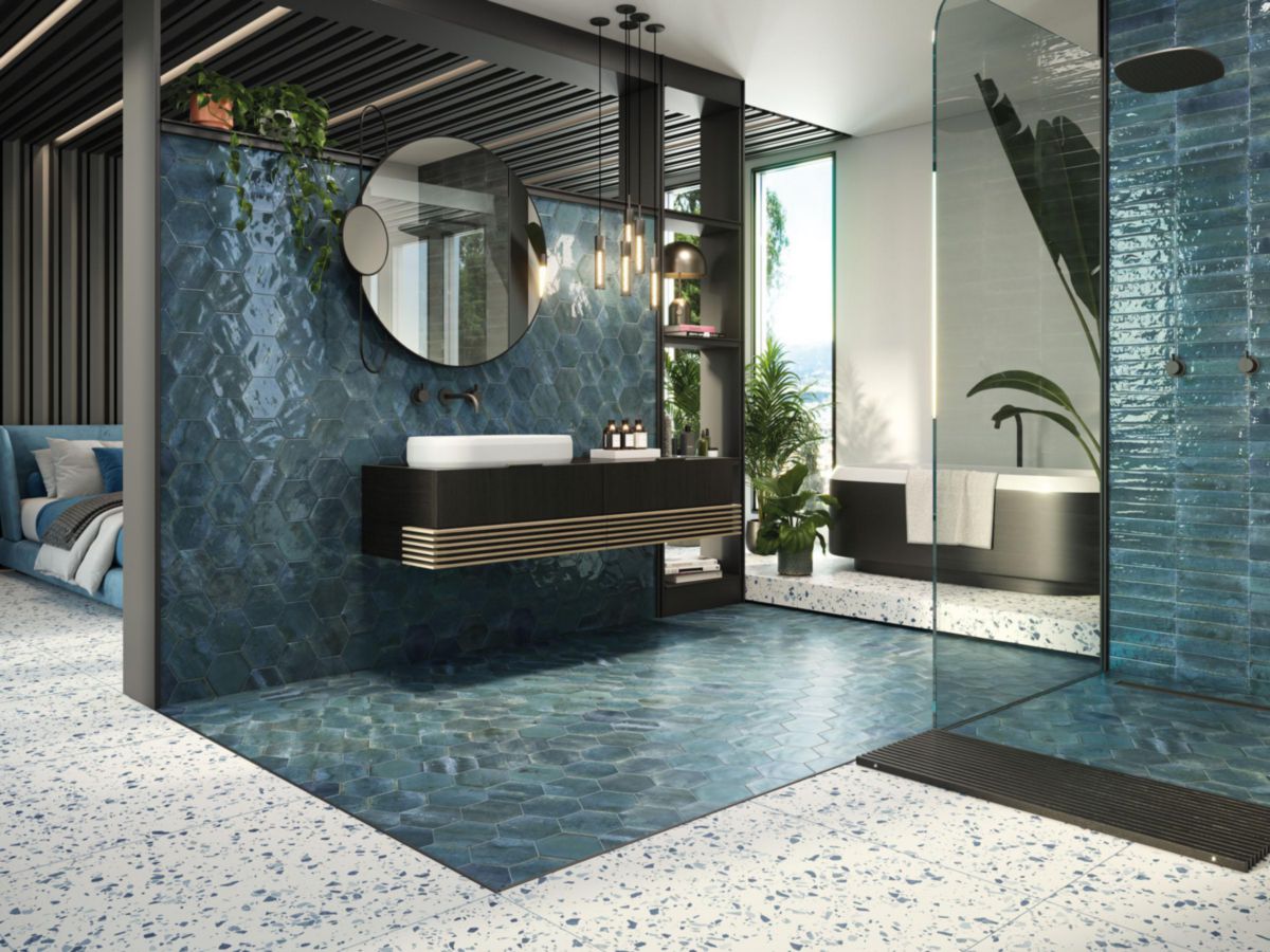 BARWOLF - Carrelage mural Loft - grès cérame émaillé brillant - saphire ...