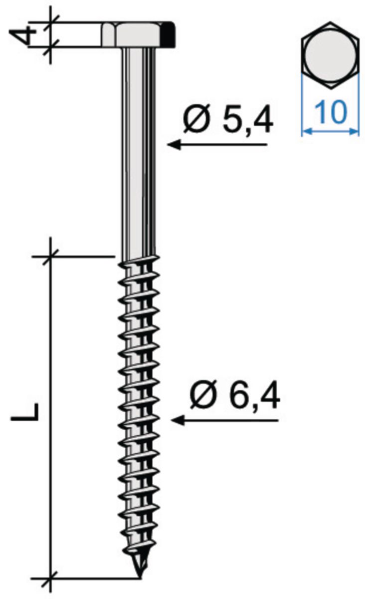 FAYNOT - Tirefond à visser tête hexagonale acier galvachaud M6 6x80mm ...