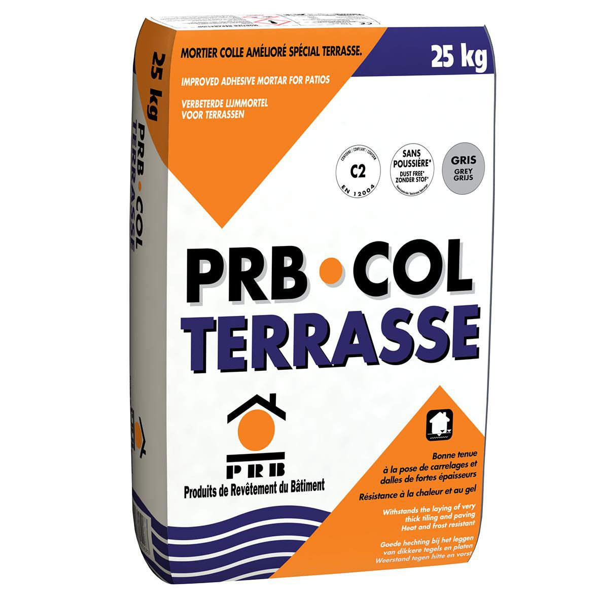 PRB - Mortier colle amélioré spécial terrasse COL TERRASSE - gris - sac ...