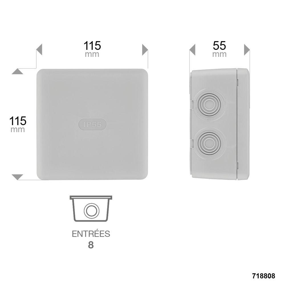 DEBFLEX - Boîte de dérivation IP55 - gris clair - 115x115x60 mm | POINT.P