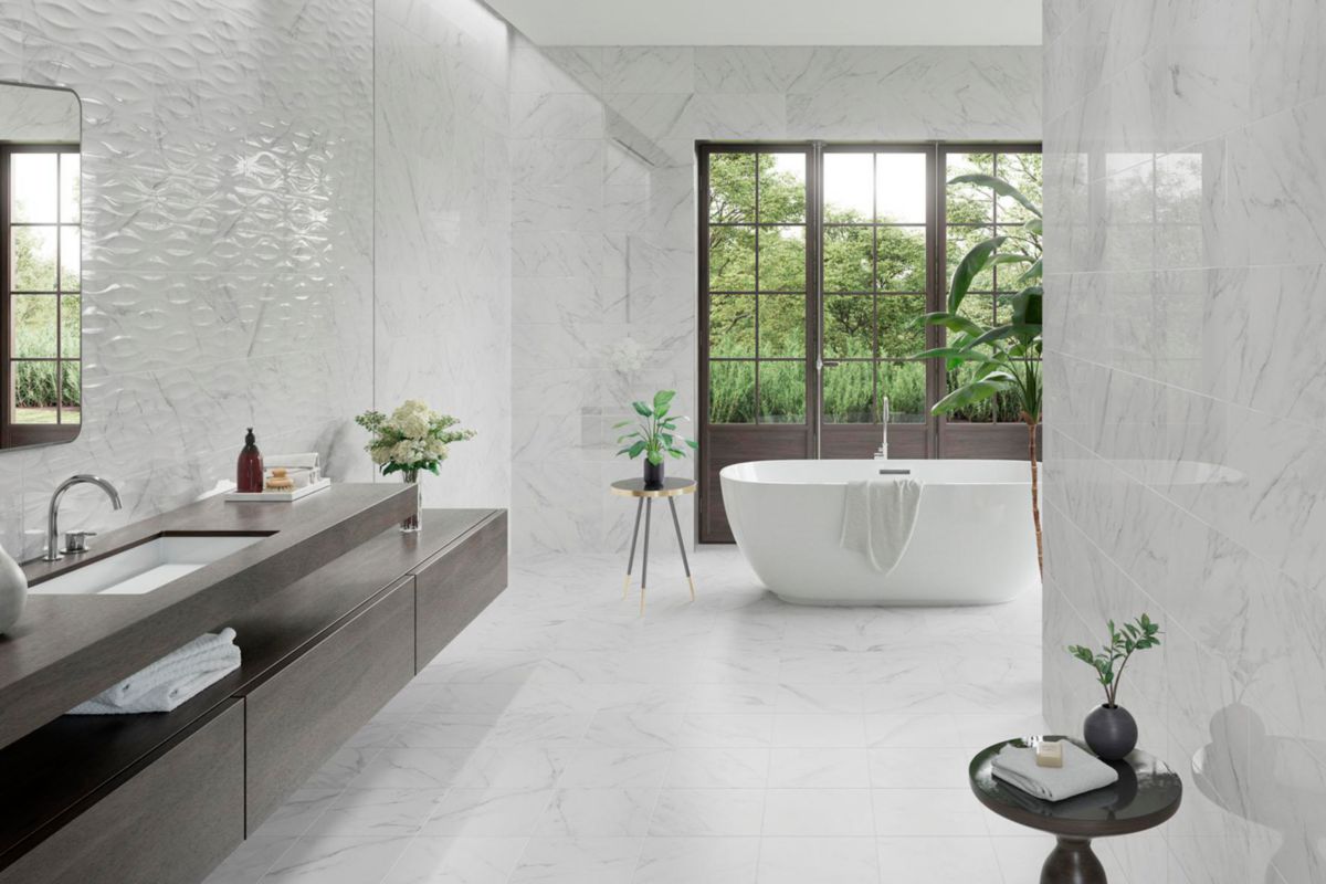 KERABEN - Faïence murale Evoque - blanco brillant - 25x50 cm | POINT.P