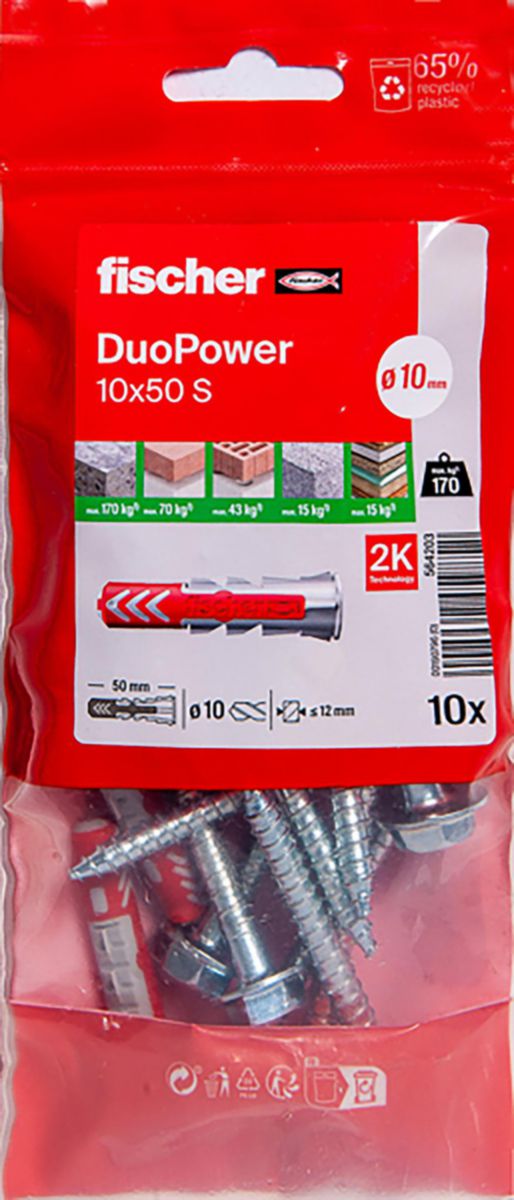 FISCHER - Cheville universelle DuoPower avec tirefond 10x50 S/10B Réf ...